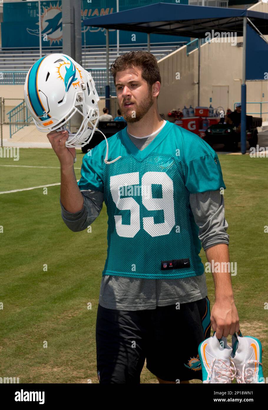 14 June 2016: Miami Dolphins Long Snapper Ryan DiSalvo (59) during a ...
