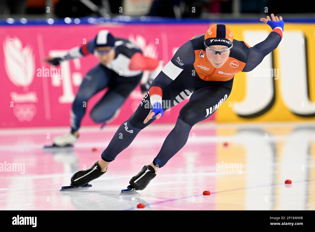 HERENVEEN - Merijn Scheperkamp (NED) during the team pursuit at the ISU ...