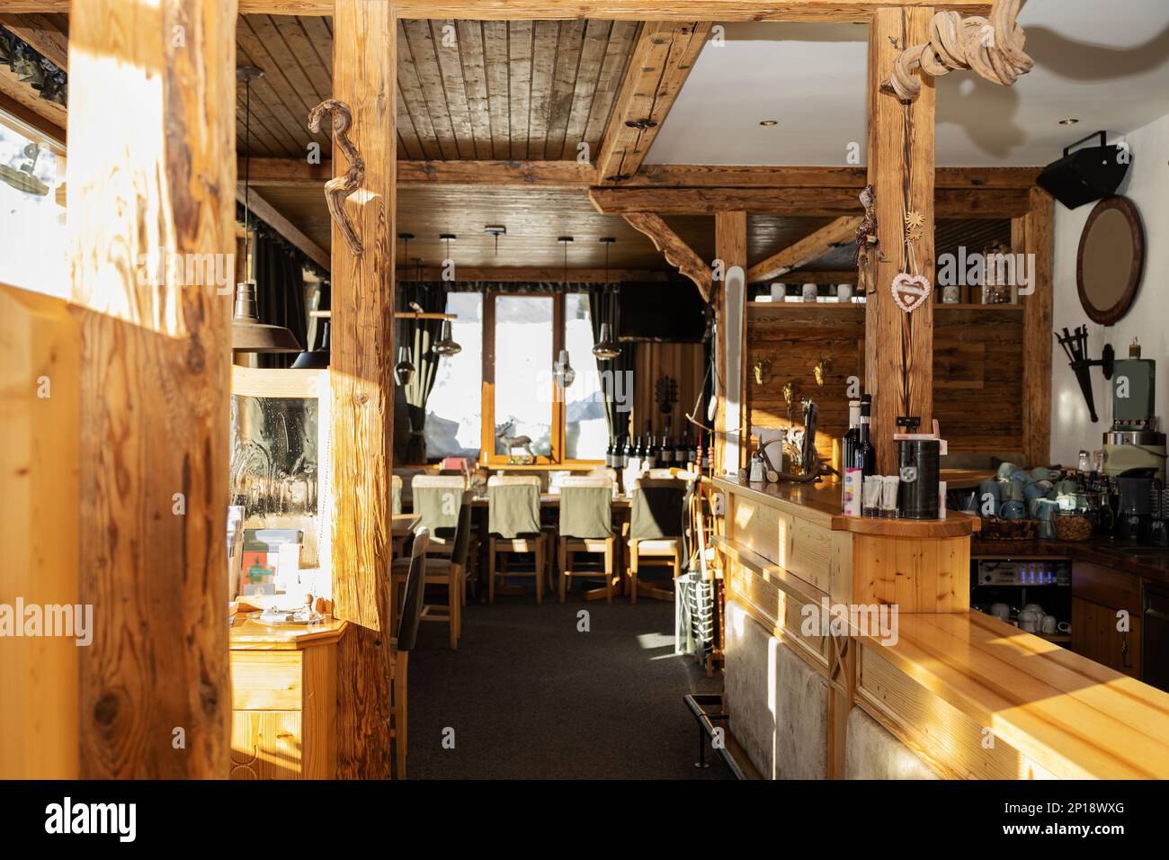 The entrance part of the interior of the Austrian restaurant in the ...