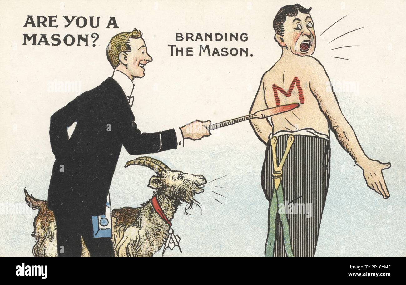Masonic Postcard. Branding the Mason Stock Photo - Alamy