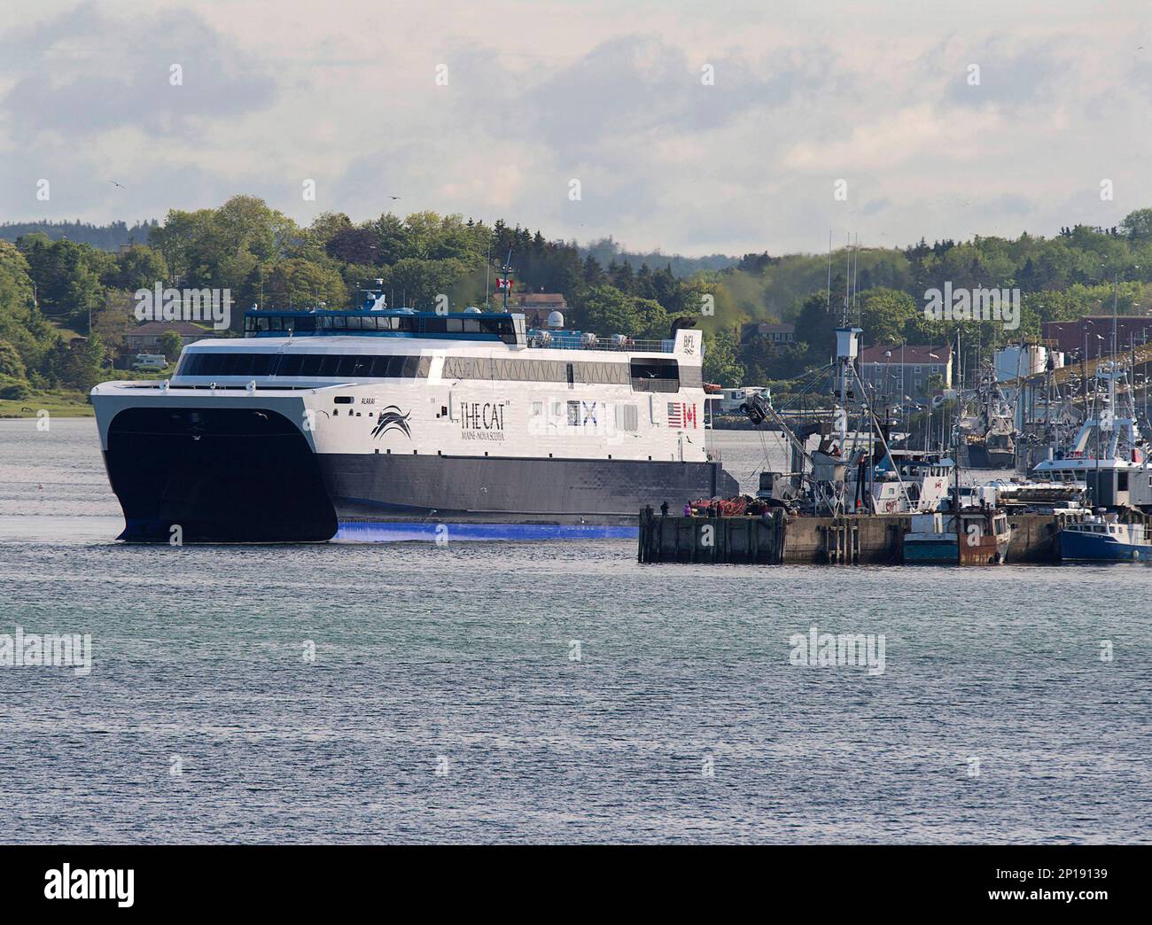 The CAT, a high-speed passenger ferry, departs Yarmouth, Nova Scotia ...