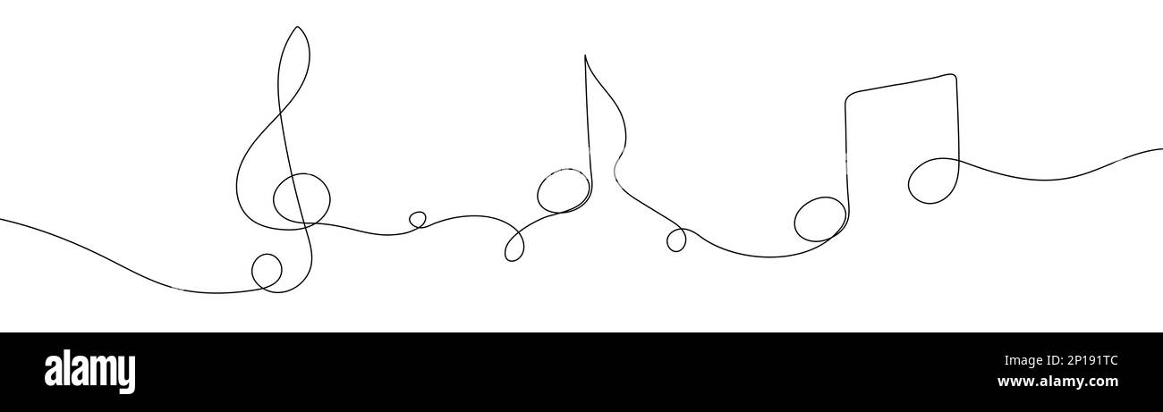 Continuous one line treble clef and notes Stock Vector Image & Art - Alamy