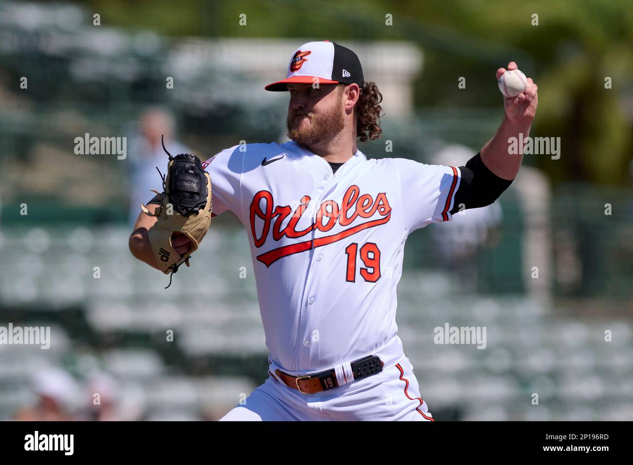Baltimore Orioles pitcher Cole Irvin (19) during a spring training ...