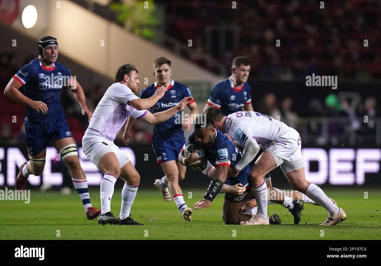 Bristol Bears Chris Vui is tackled by Northampton Saints Fraser ...