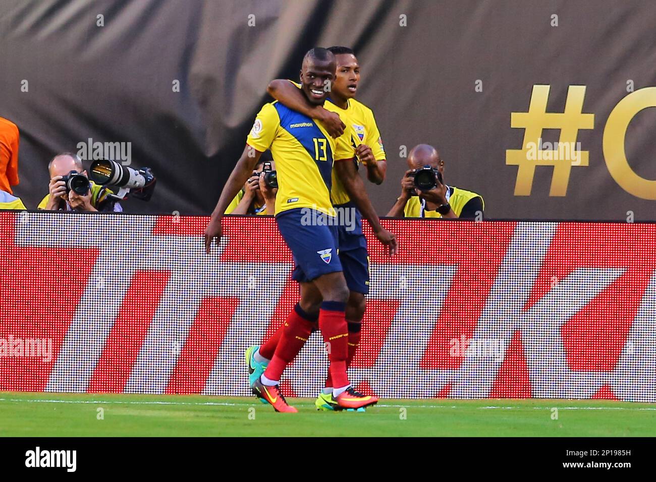JUN 12 2016: Ecuador forward Enner Valencia (13) celebrates with ...