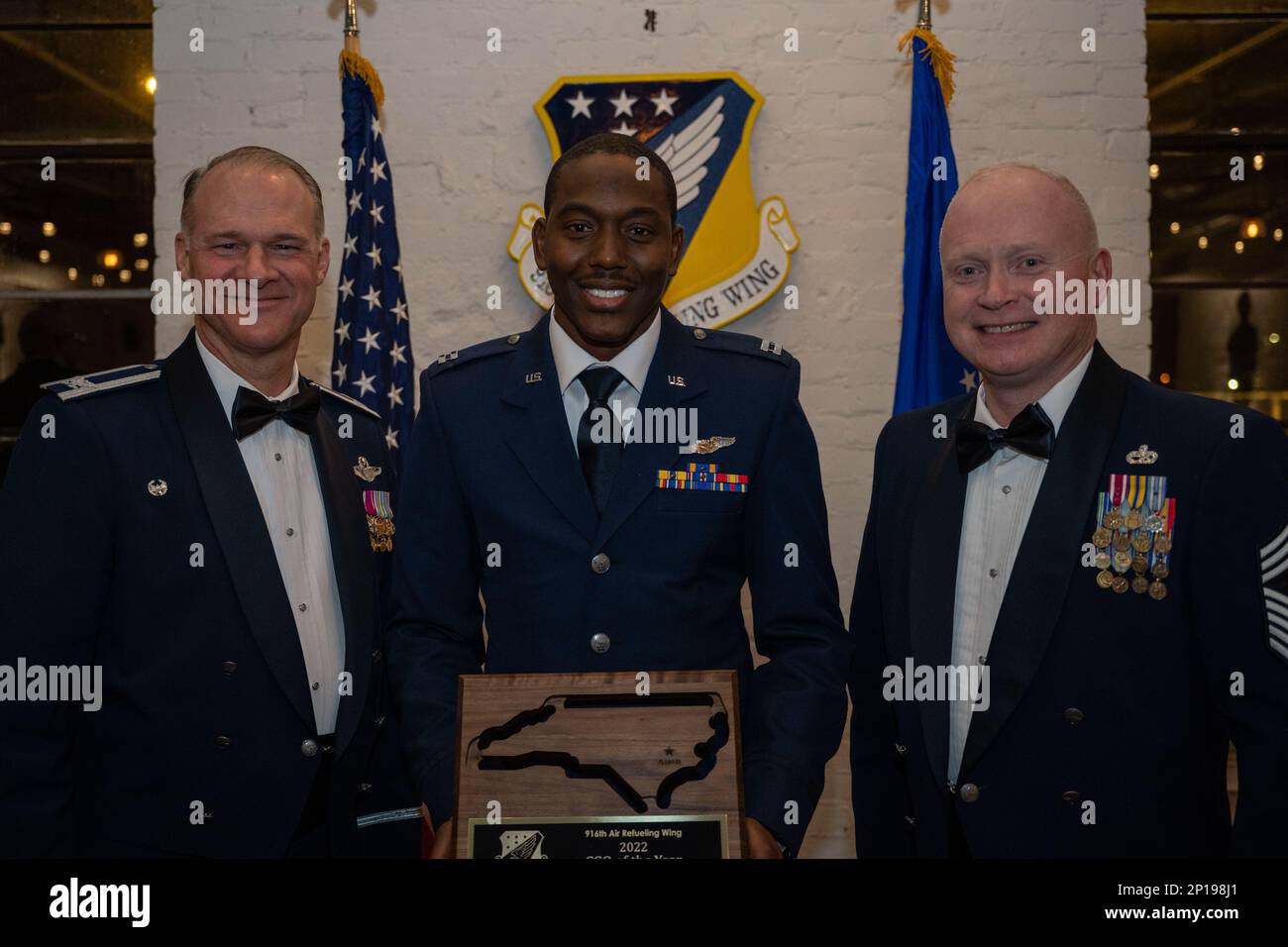 Col. Stephen Lanier, 916th Air Refueling Wing commander, and Chief ...