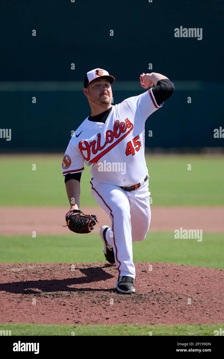 Baltimore Orioles pitcher Keegan Akin (45) during a spring training ...