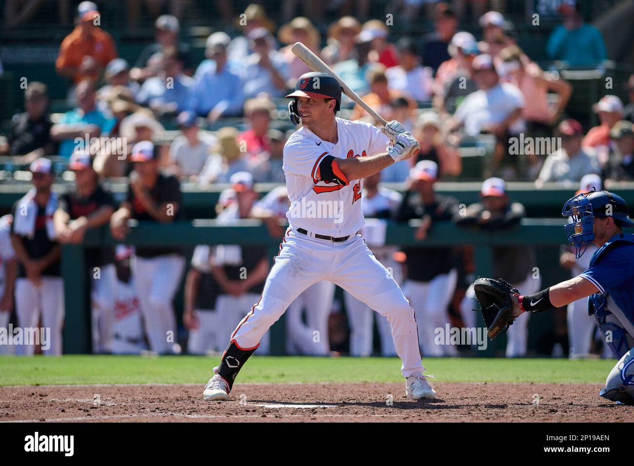Baltimore Orioles Adam Frazier (12) bats during a spring training ...