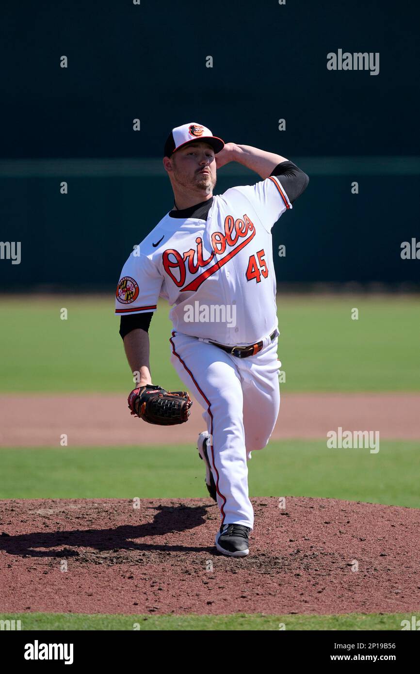 Baltimore Orioles pitcher Keegan Akin (45) during a spring training ...