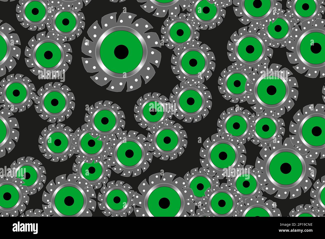 Green Circulation Saws Seamless Pattern Background, Vector Illustration ...