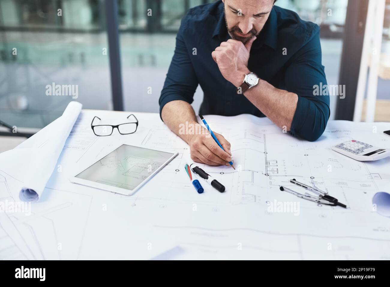 Determining the necessary calculations to make the buildings work. Shot ...