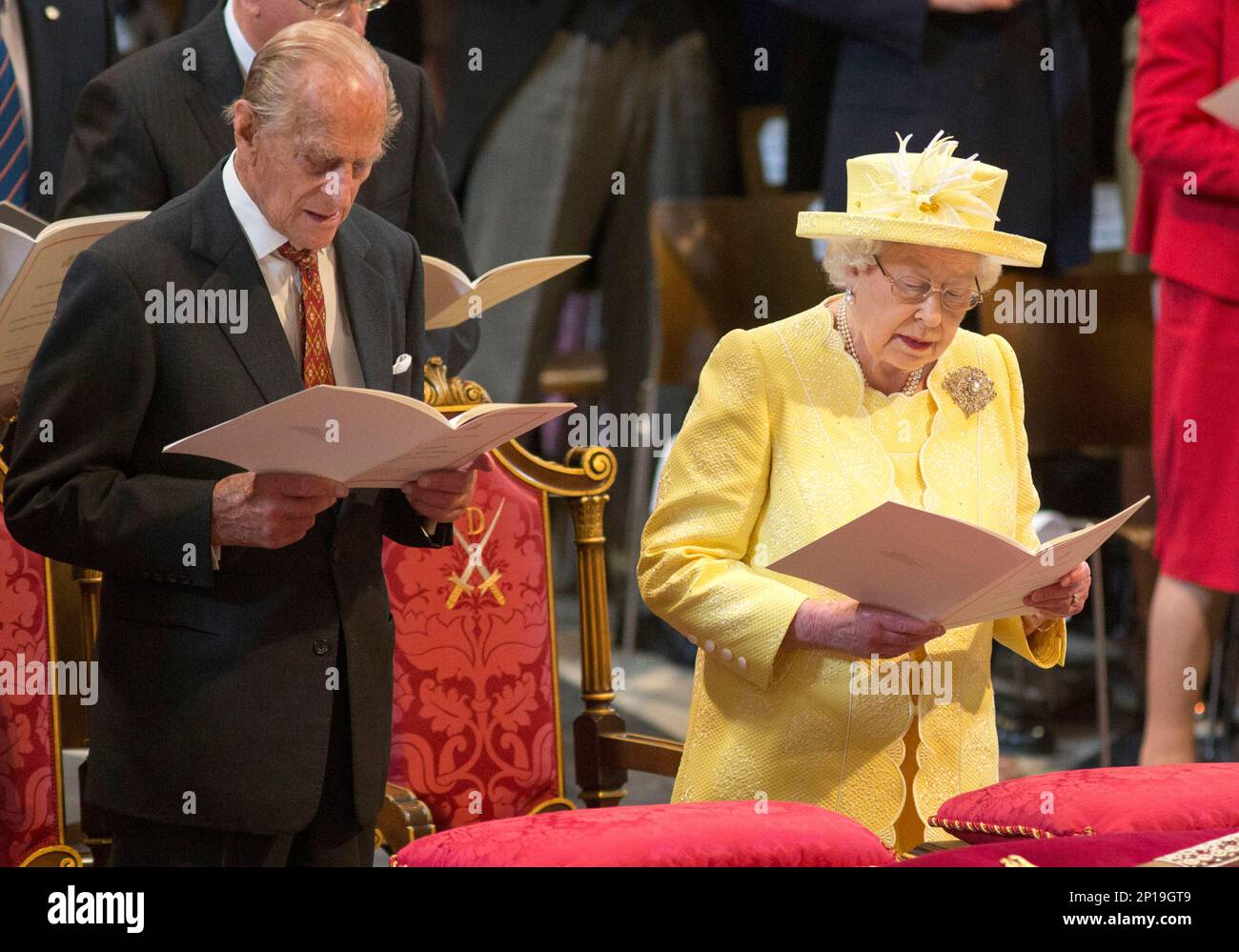 Britain's Queen Elizabeth II and Prince Philip attend a National ...