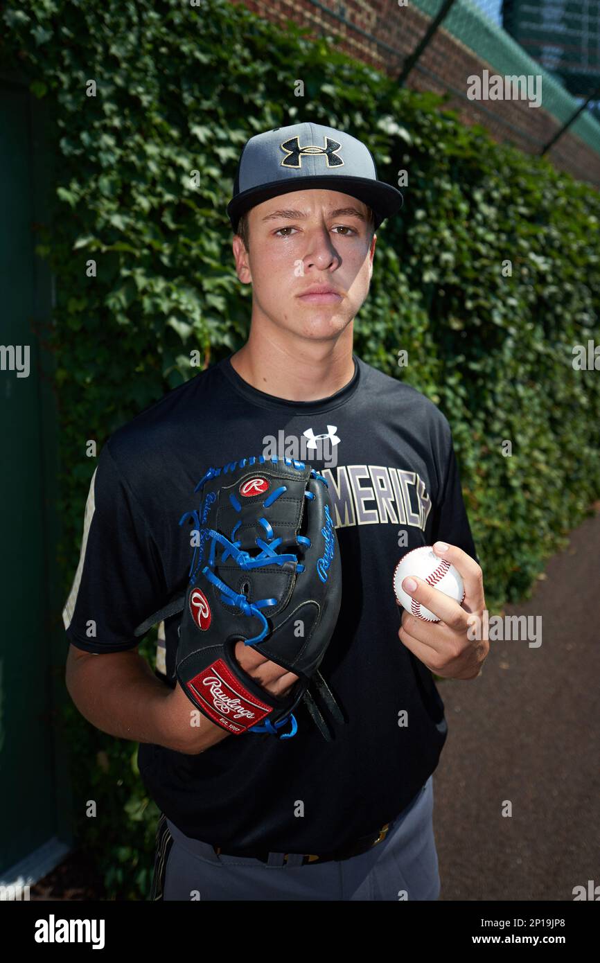 Travis Hosterman (21) of Hagerty High School in Oviedo, Florida poses ...