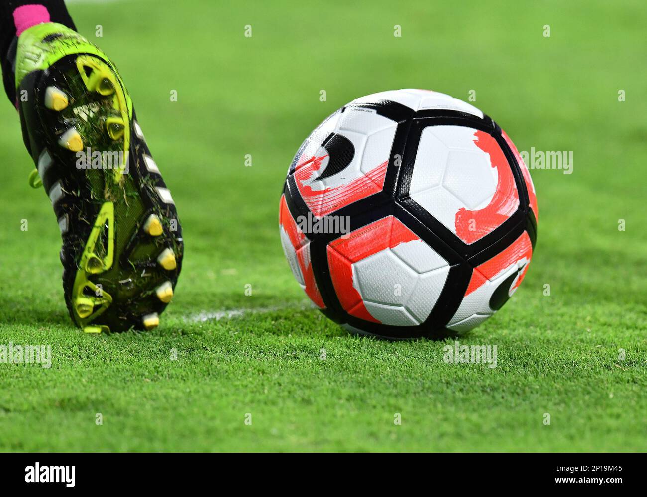 Soccer ball rest on the pitch during Copa America Centenario group B ...