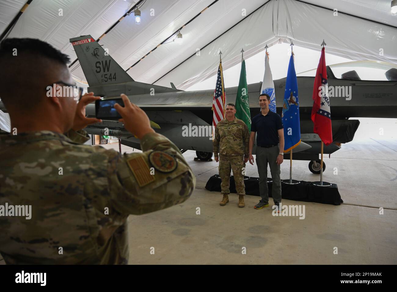 U.S. Sen. Tom Cotton of Arkansas poses for a photo with U.S. Army Lt ...