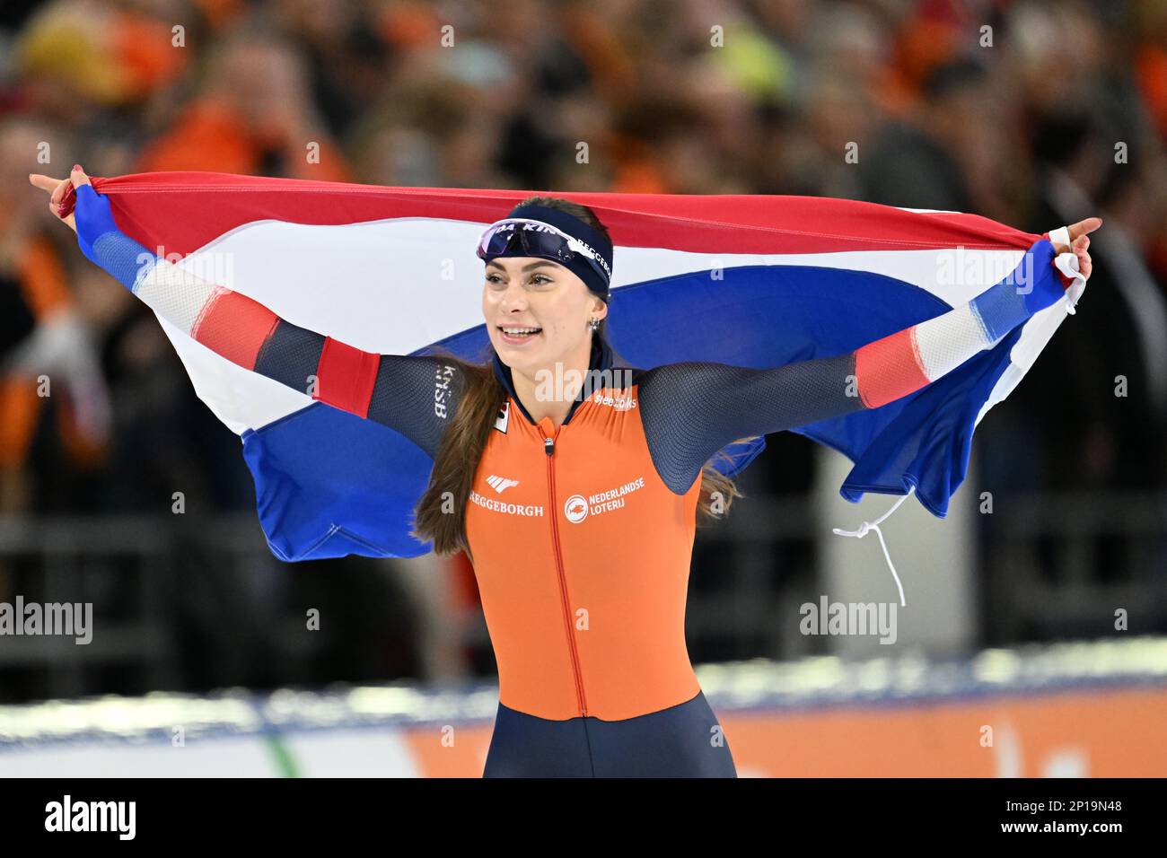 HERENVEEN - Femke Kok (NED) during the team pursuit at the ISU World ...