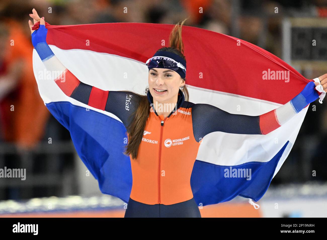 HERENVEEN - Femke Kok (NED) during the team pursuit at the ISU World ...