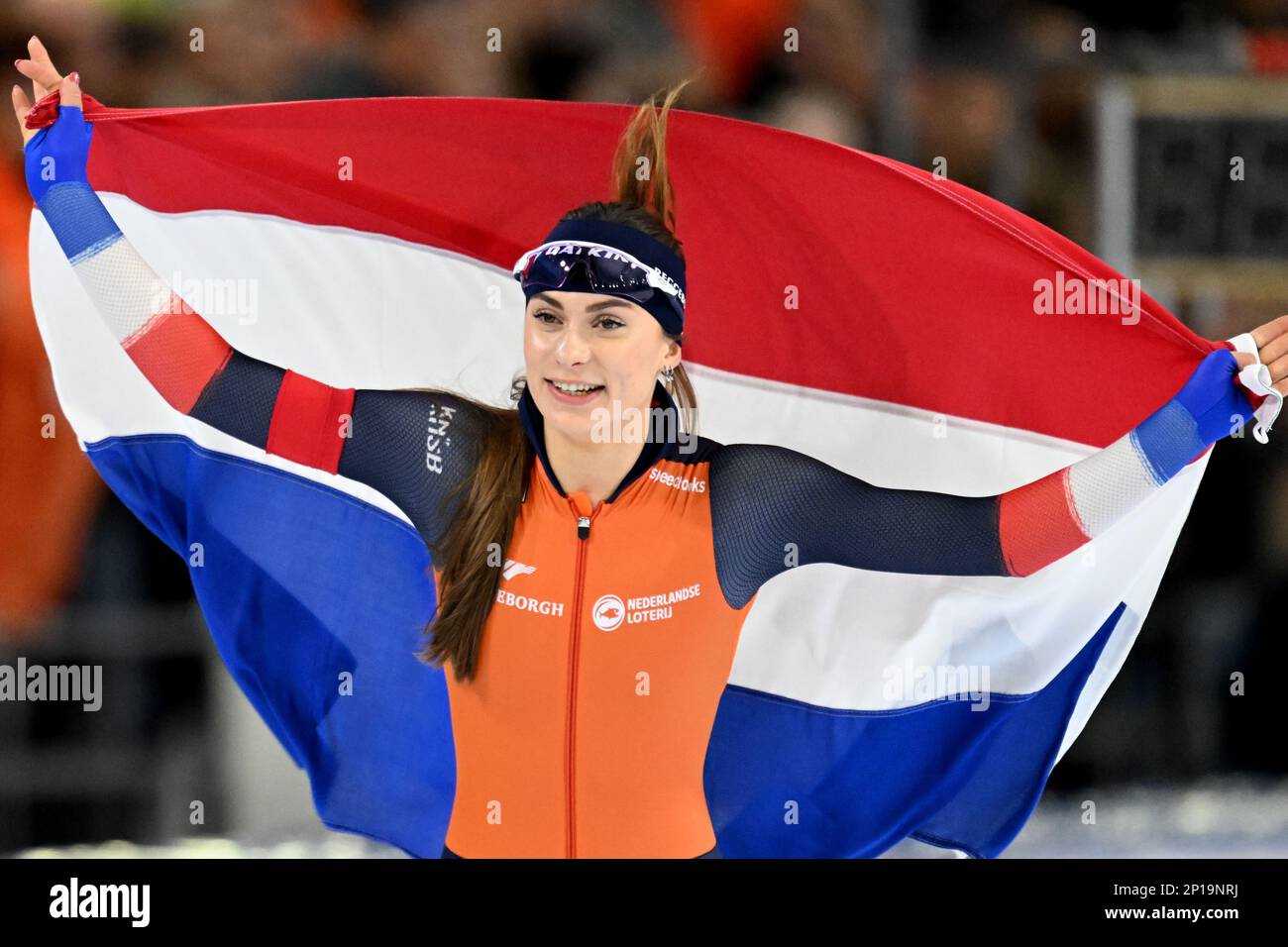 HERENVEEN - Femke Kok (NED) during the team pursuit at the ISU World ...