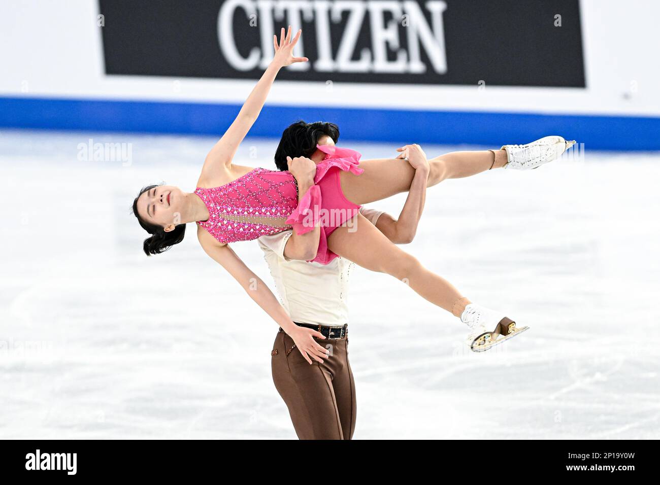Haruna MURAKAMI & Sumitada MORIGUCHI (JPN), during Junior Pairs Free Skating, at the ISU World ...