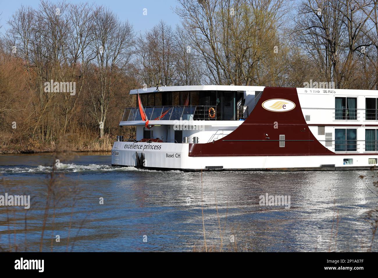 barges on the main, a river in germany Stock Photo - Alamy