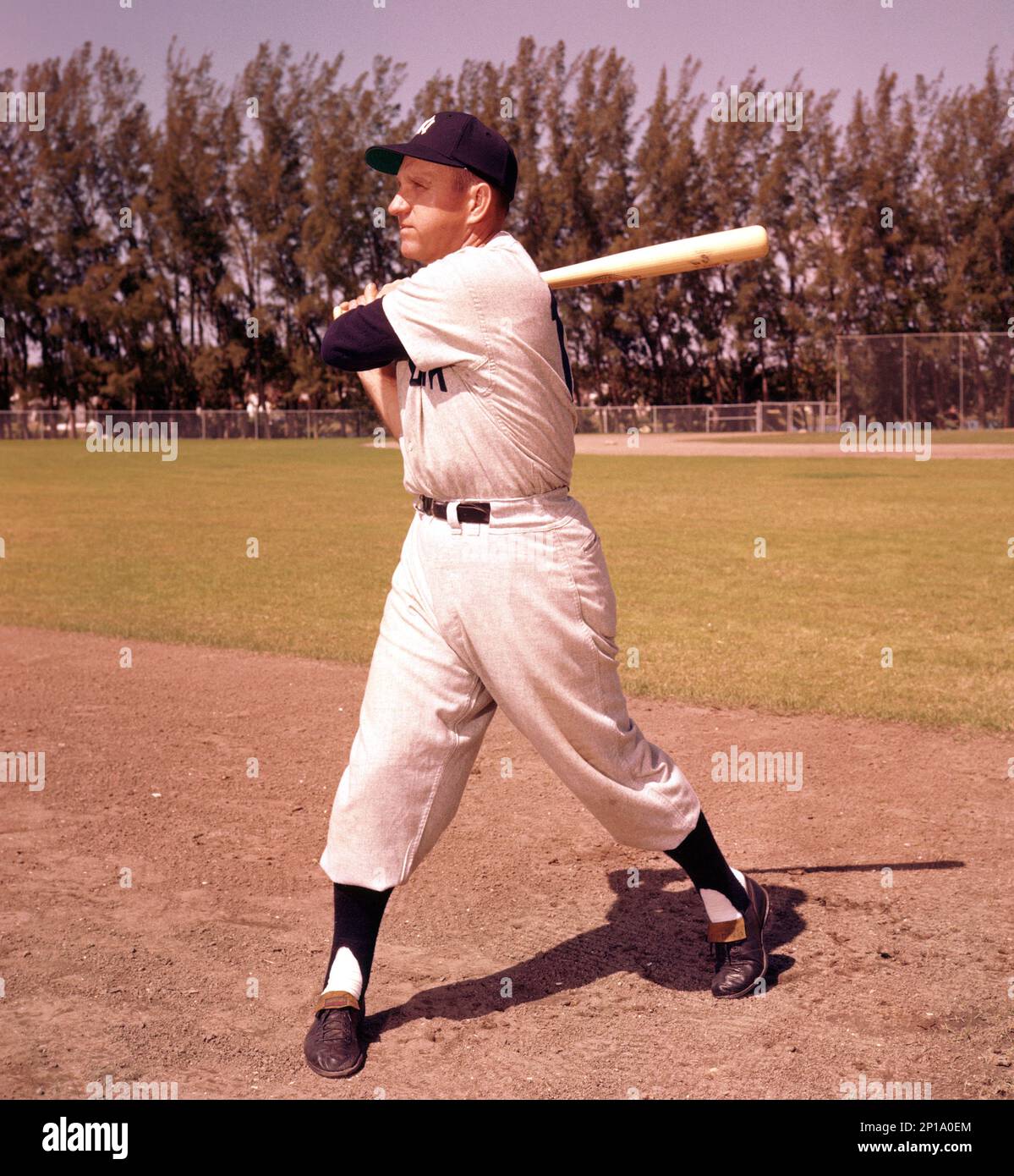 New York Yankees Enos Slaughter (17) portrait from his 1957 season with ...