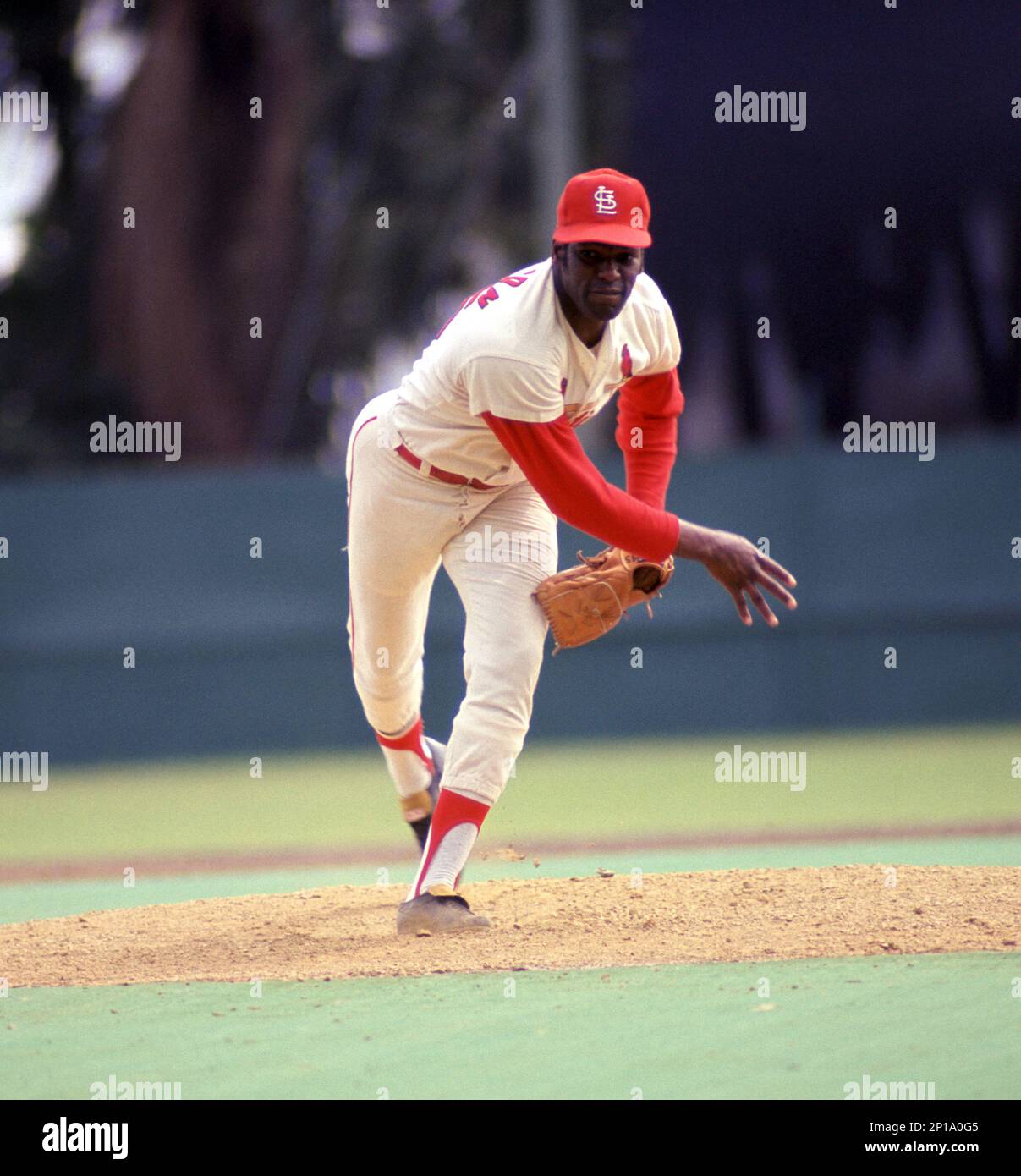 St. Louis Cardinals Bob Gibson (45) during a game from his 1969 season ...
