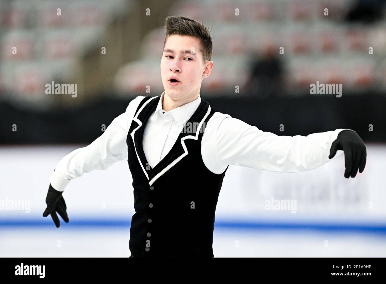 Aleksandr VLASENKO (HUN), during Junior Men Short Program, at the ISU ...