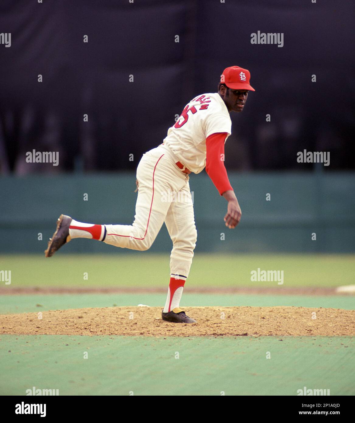 St. Louis Cardinals Bob Gibson (45) during a game from his 1969 season ...