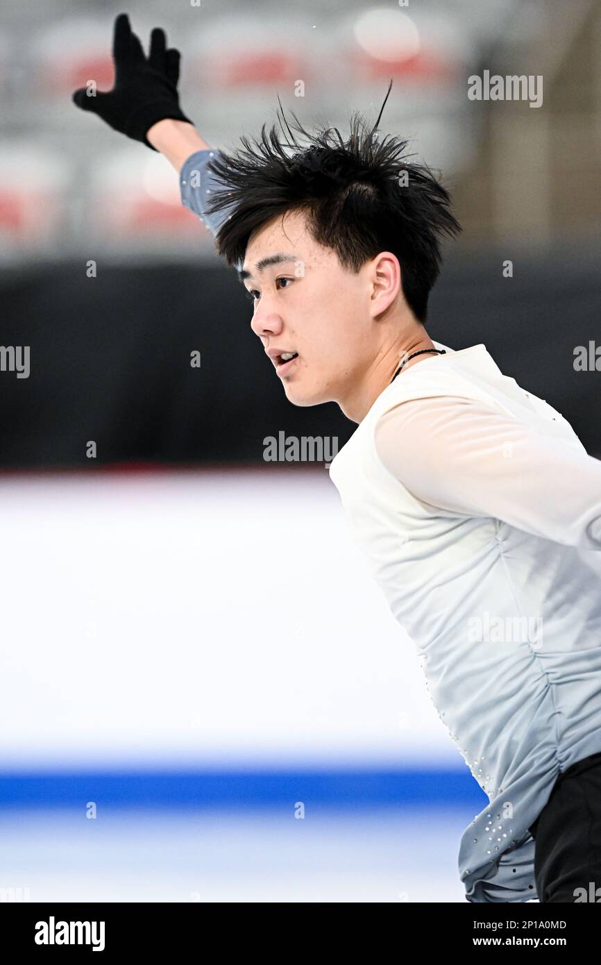 Michael XIE (USA), during Junior Men Short Program, at the ISU World Junior Figure Skating ...