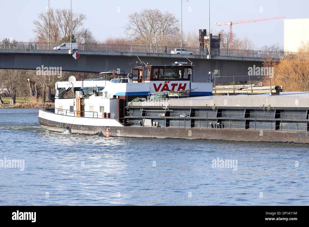 barges on the main, a river in germany Stock Photo - Alamy