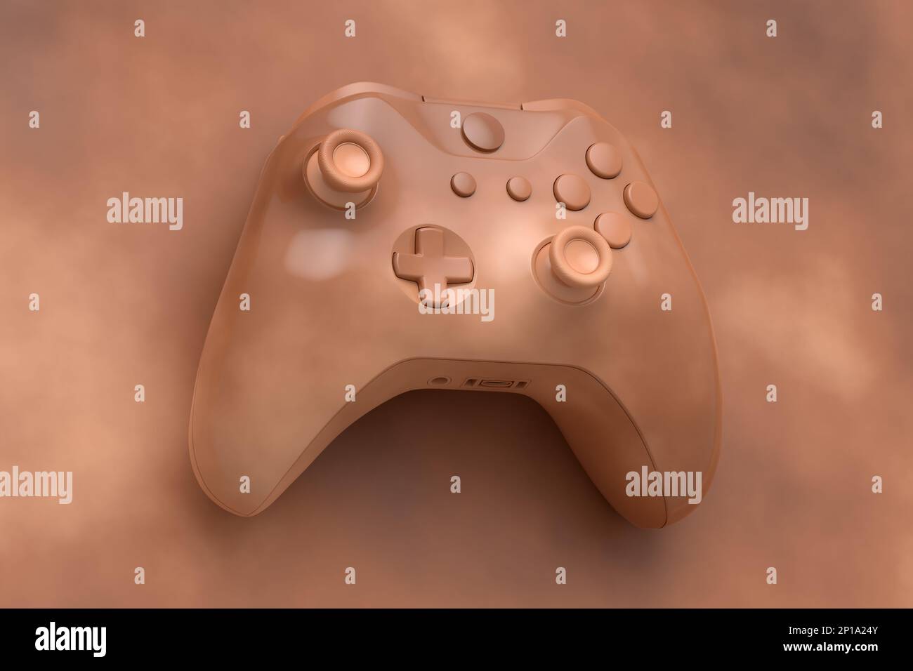 Realistic video game joystick with gold chrome texture isolated on ...