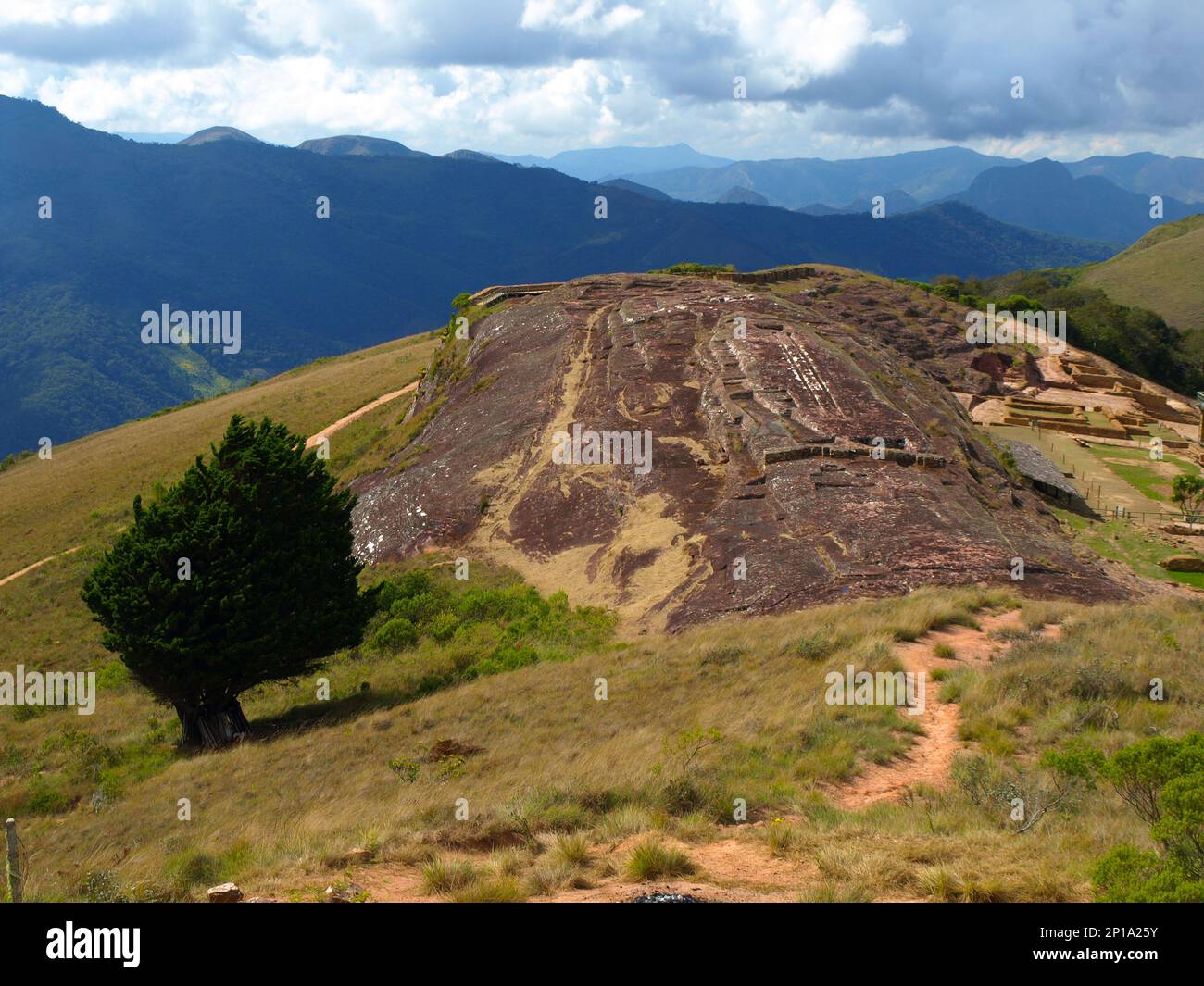 Global view of the main rock in archeological site El fuerte of ...