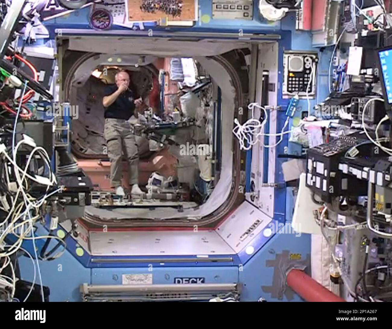 In this image from video provided by NASA, NASA astronaut Jeff Williams ...