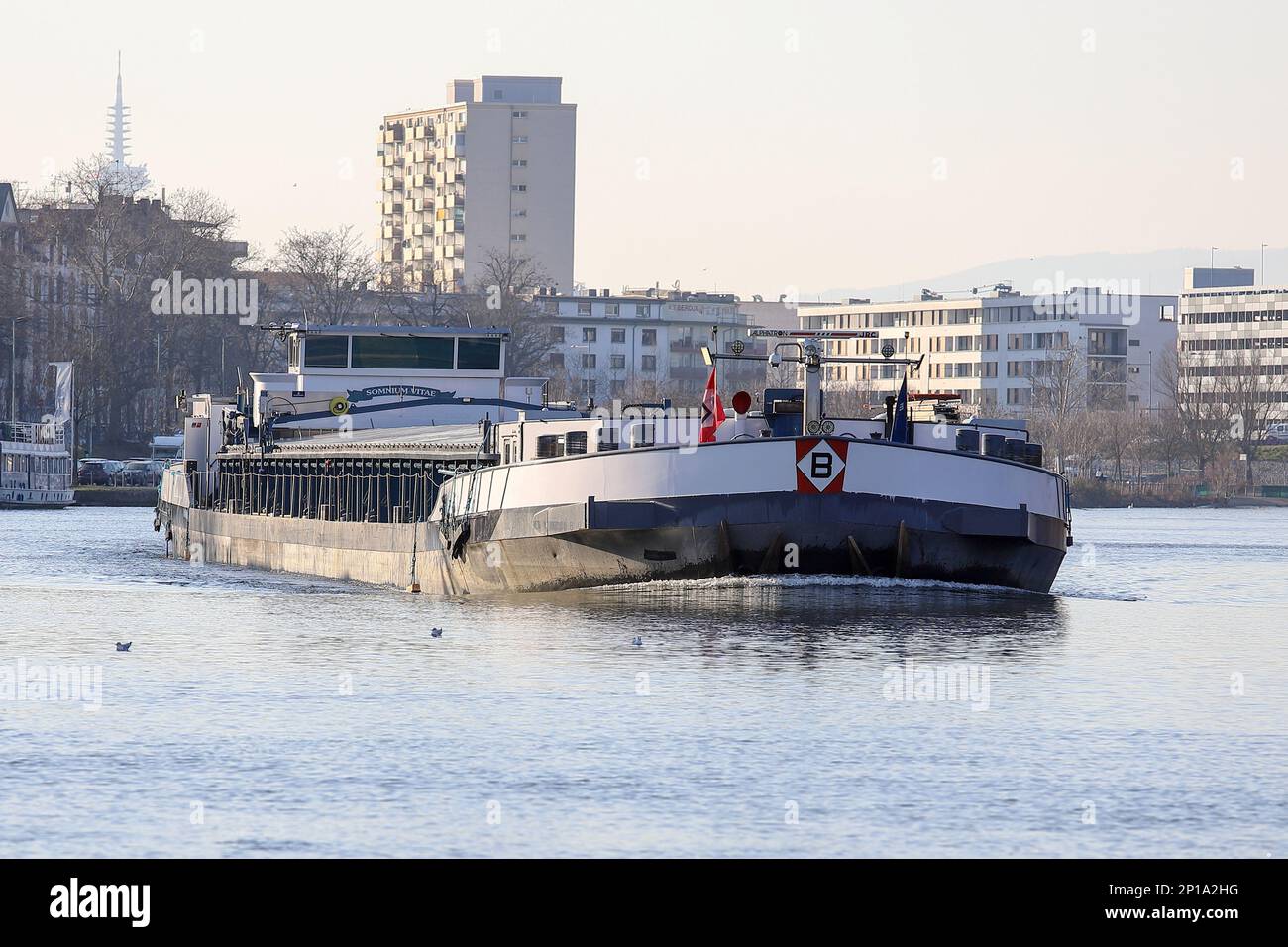 barges on the main, a river in germany Stock Photo - Alamy