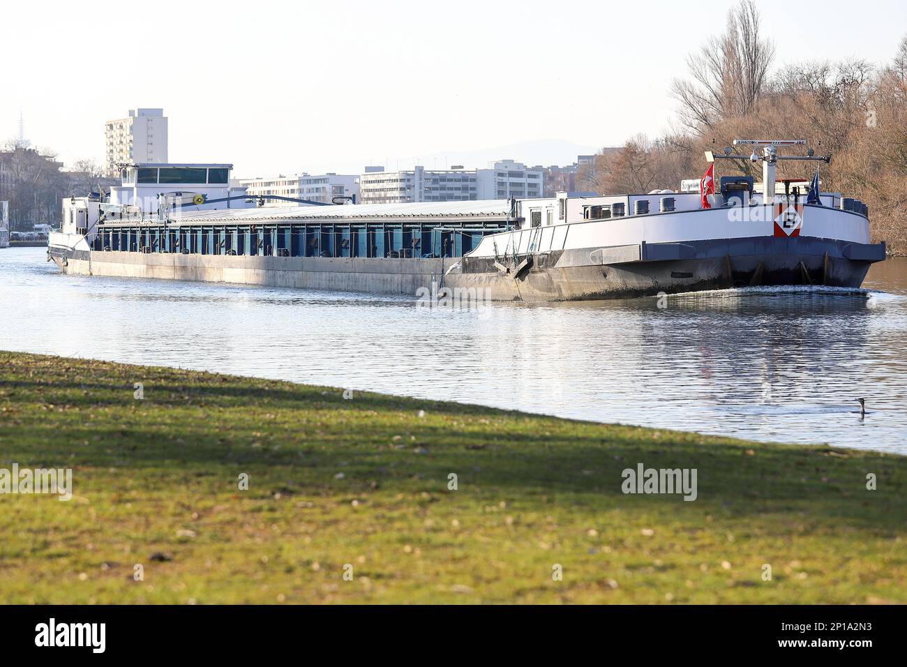 barges on the main, a river in germany Stock Photo - Alamy