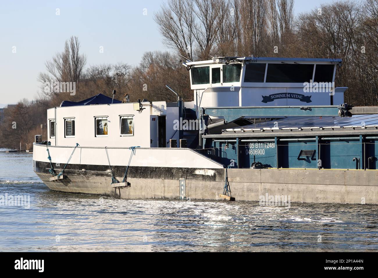 barges on the main, a river in germany Stock Photo - Alamy