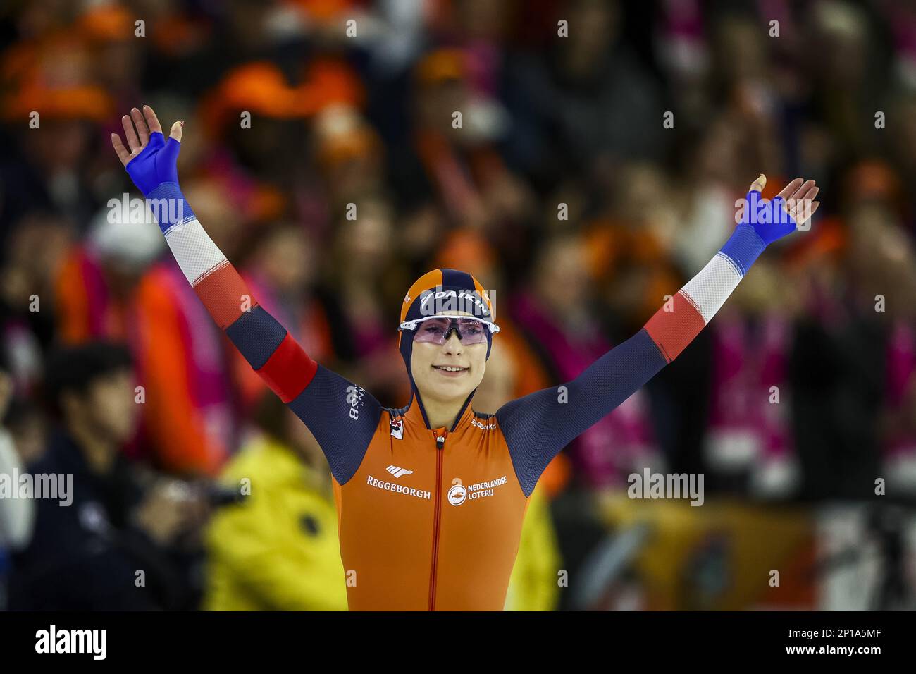 HERENVEEN - Femke Kok (NED) during the 500 meter race at the ISU World ...
