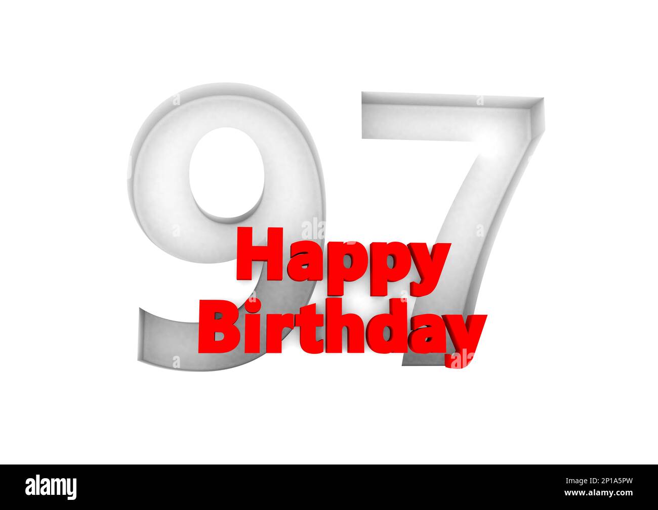 red lettering Happy Birthday with a big relief number behind Stock ...