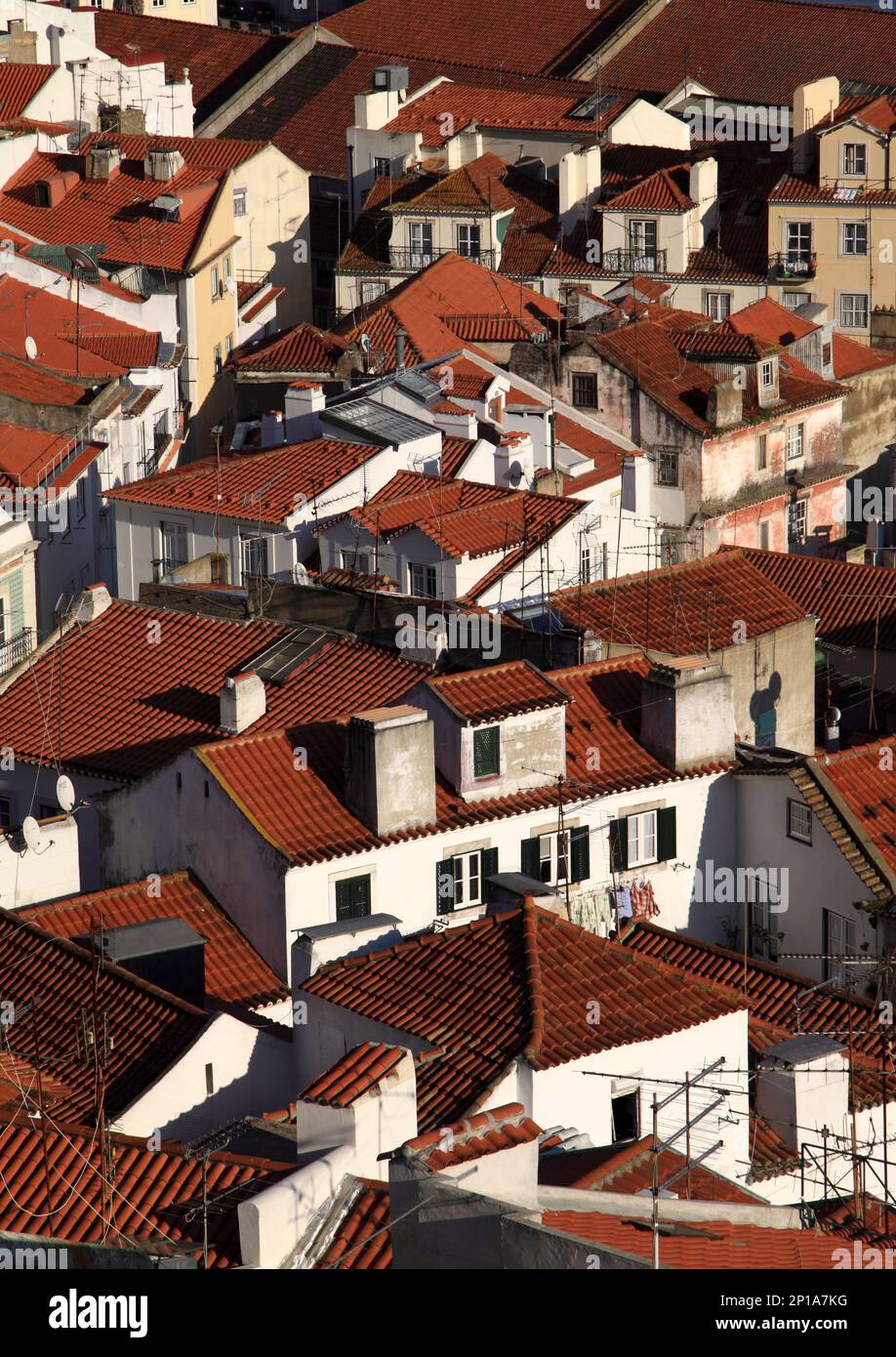 Portugal, Lisbon. Rooftop view of the recently renovated Alfama ...