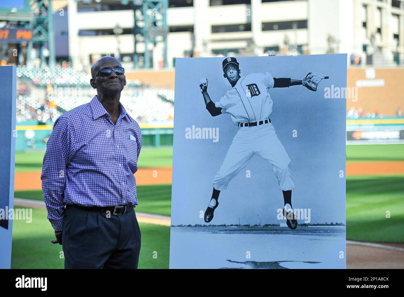 June 3, 2016: Former Tiger Jake Wood stands with his picture during the ...
