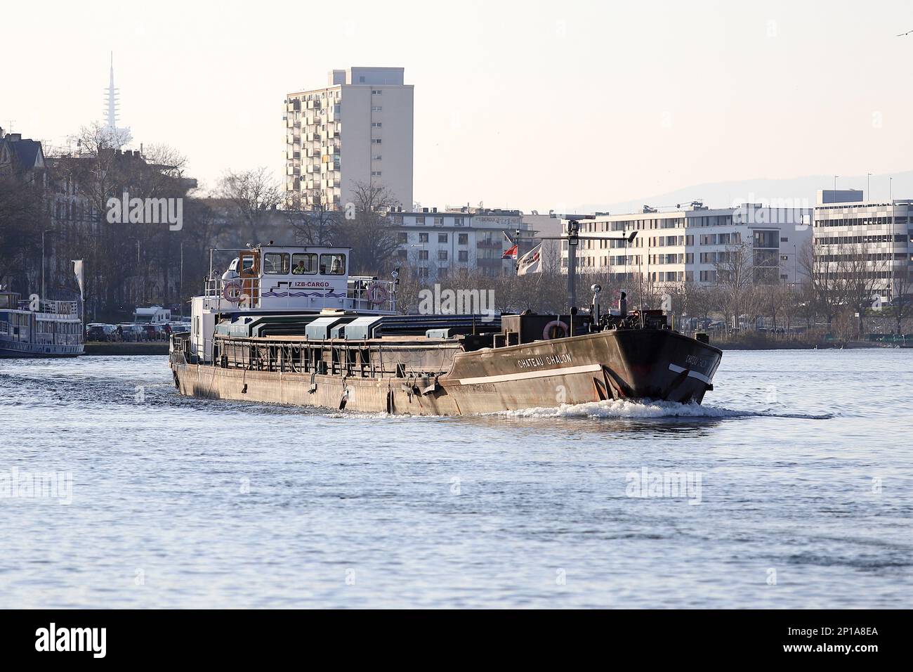 barges on the main, a river in germany Stock Photo - Alamy