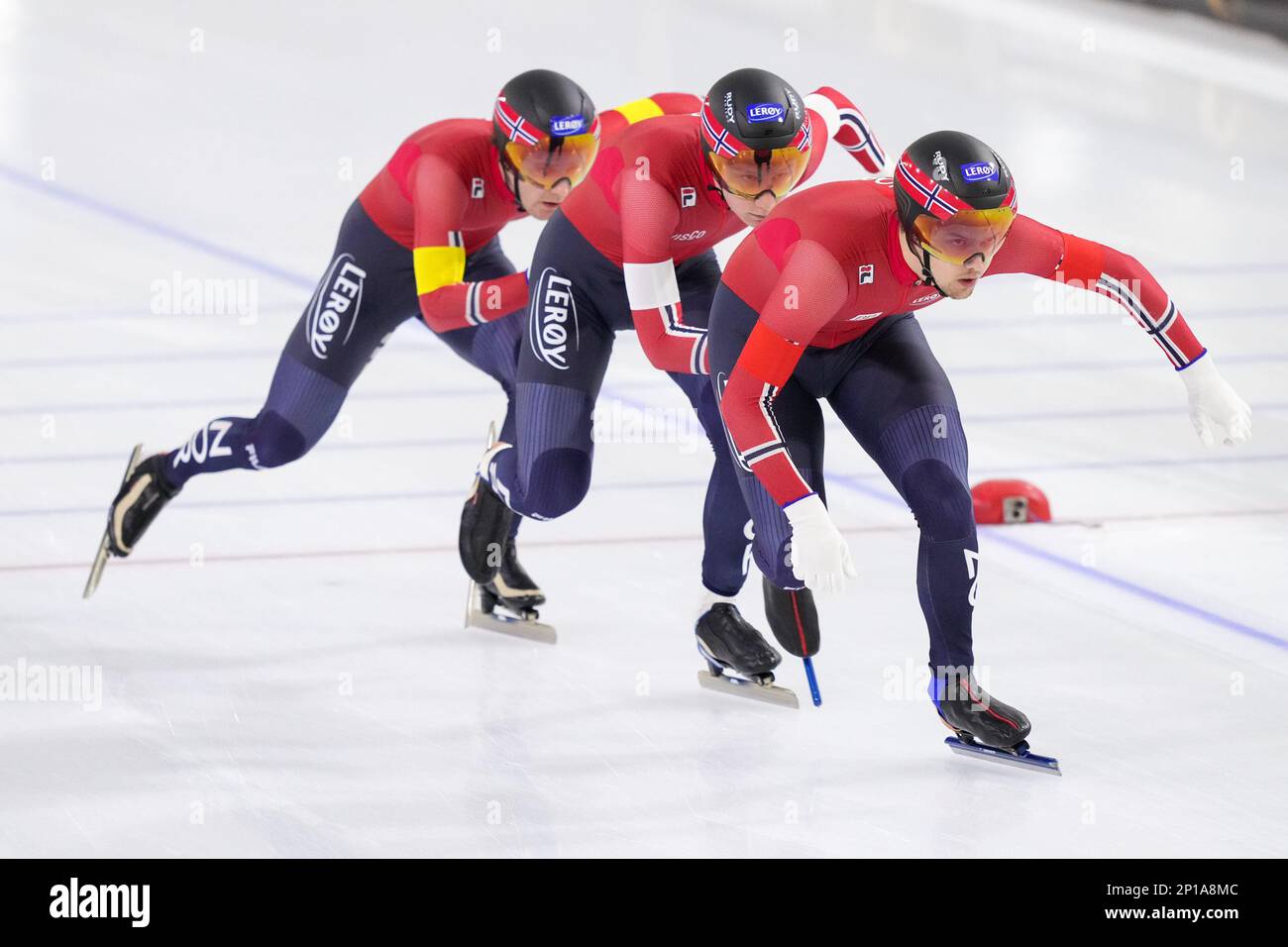 HEERENVEEN, NETHERLANDS - MARCH 3: Peder Kongshaug of Norway, Allan ...