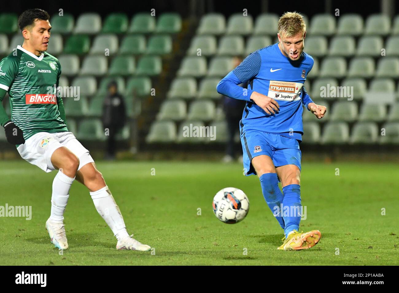 Dender's Kjetil Borry pictured in action during a soccer match Lommel ...