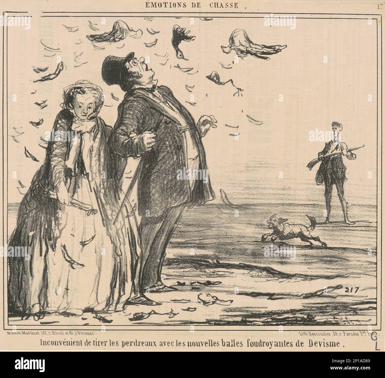 Inconvénient de tirer les perdreaux ..., 19th century. '...avec les ...