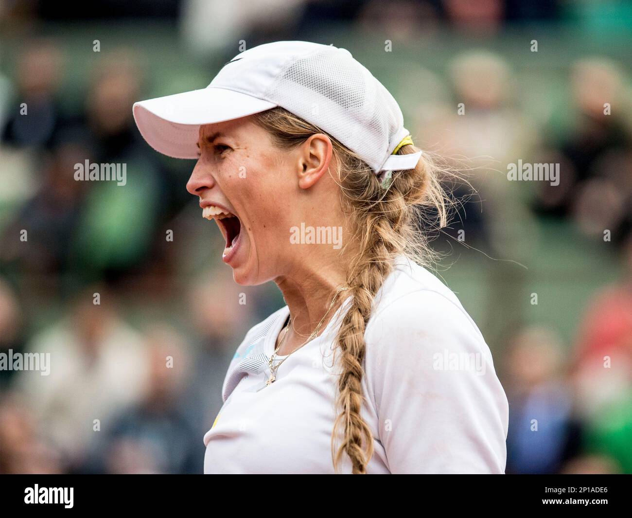 02 June 2016: Yulia Putintseva (KAZ) in action at the French Open ...