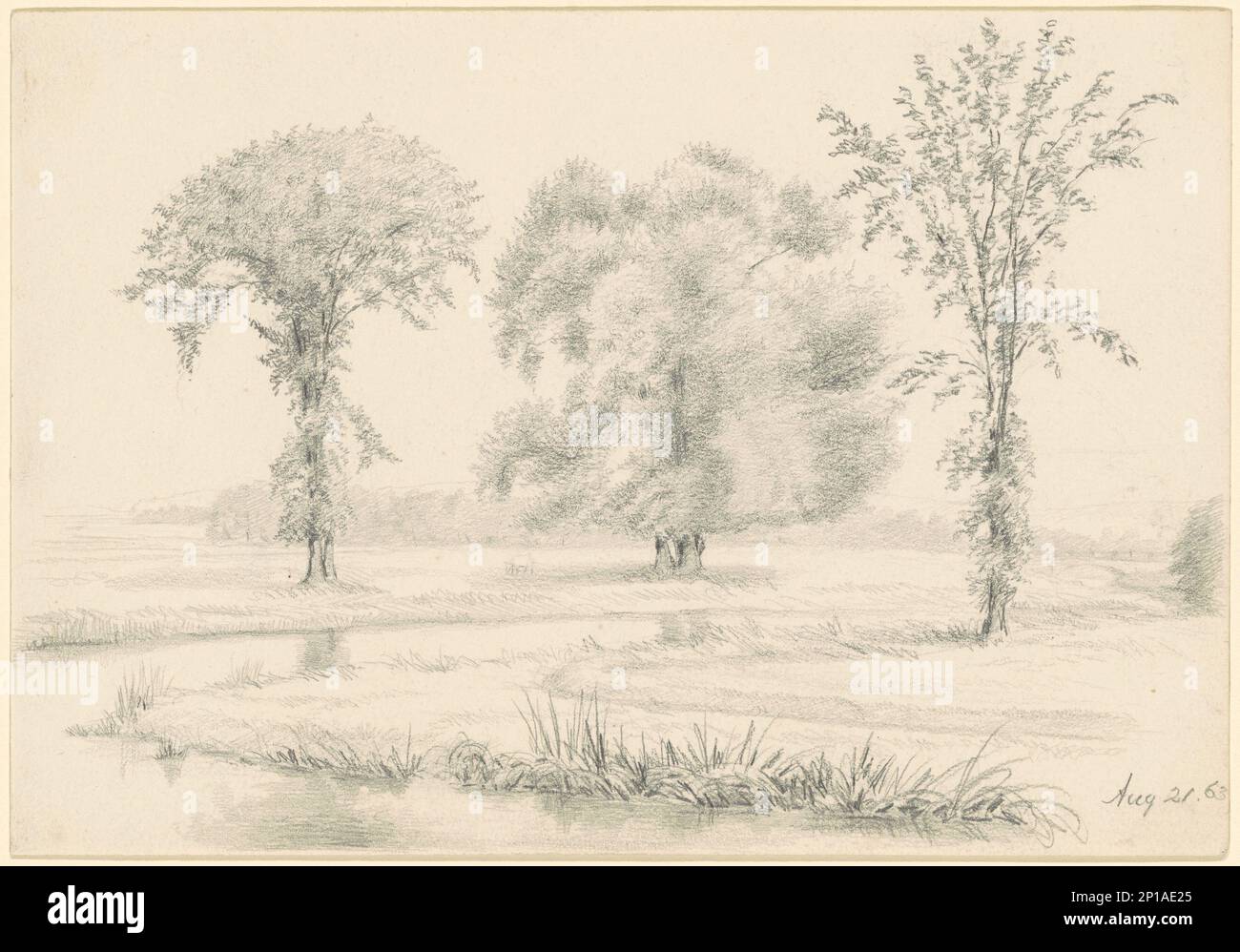 Landscape with Three Trees, 1863 Stock Photo - Alamy