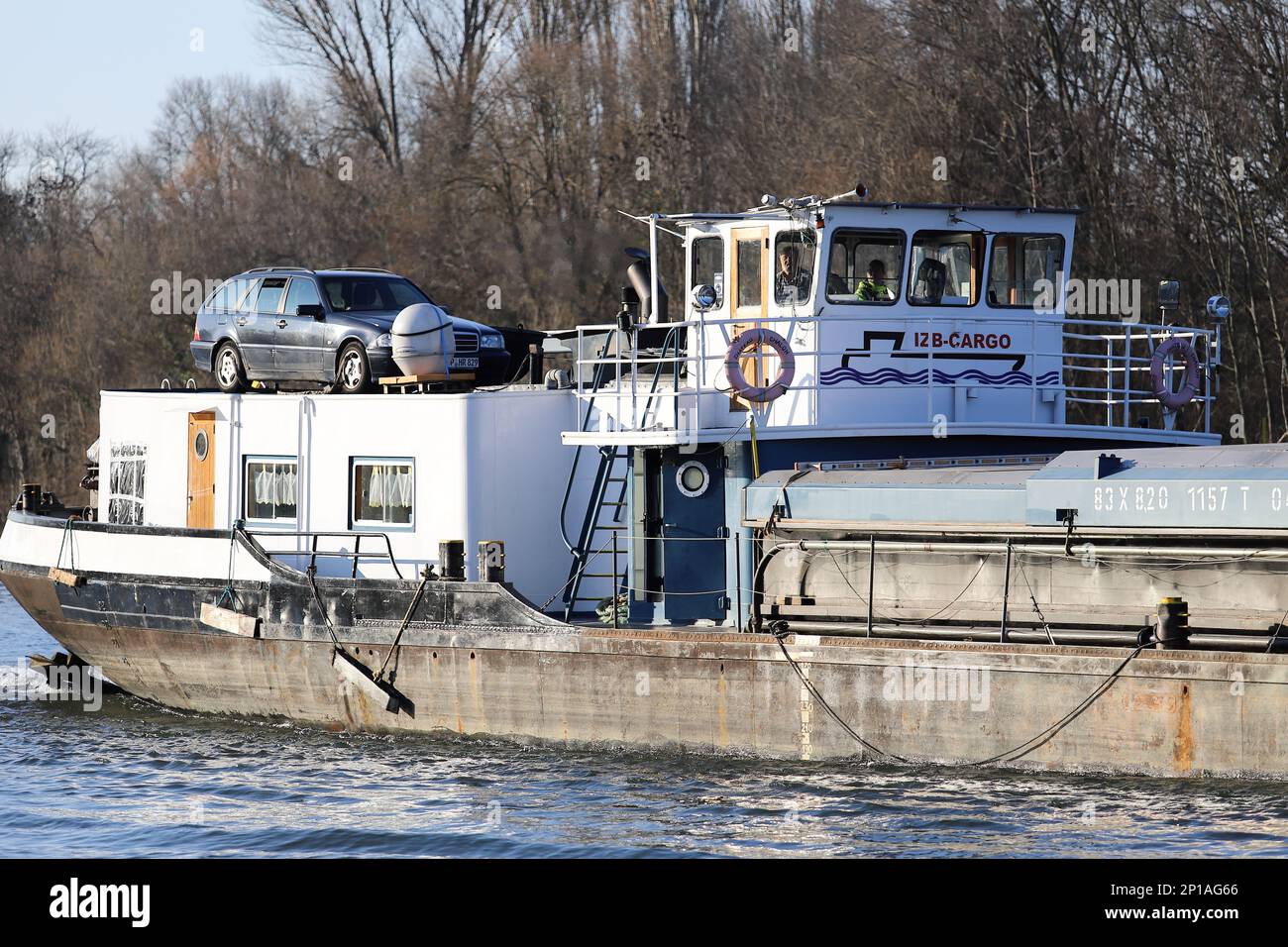 barges on the main, a river in germany Stock Photo - Alamy