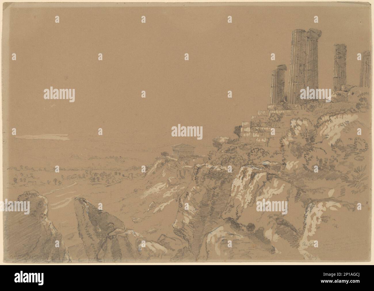 Temples of Juno, Lucina, and Concordia - Agrigentum, Sicily, 1842 Stock ...