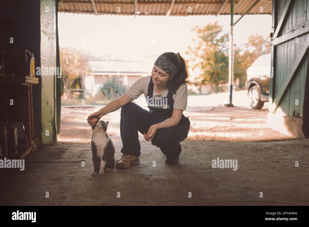 Gender equality. Portrait of a young smiling brunette woman in a work ...