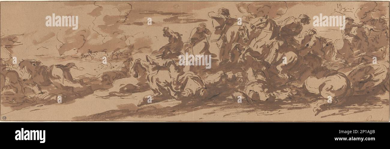 Cavalry Battle near a River Stock Photo - Alamy